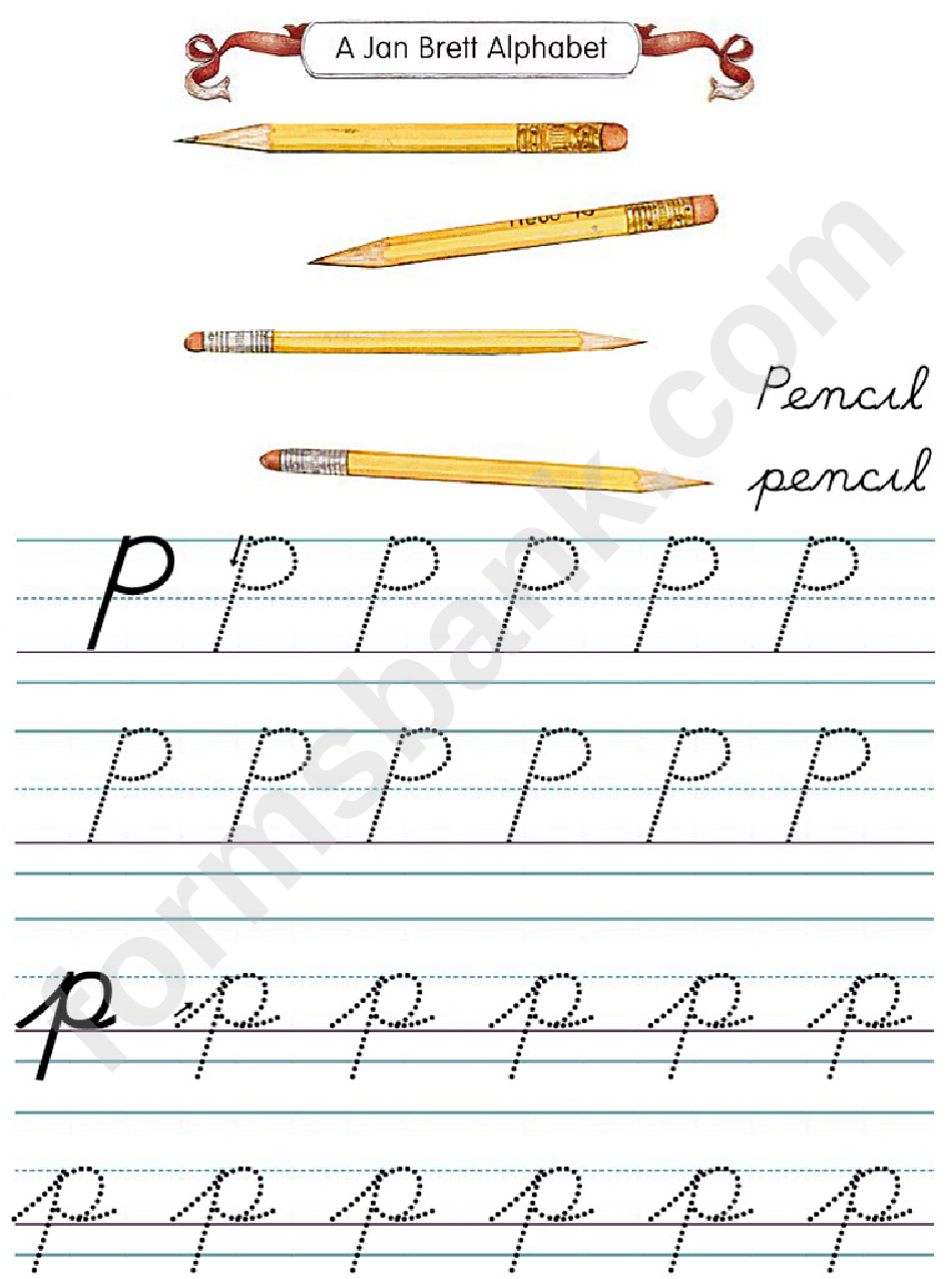 Jan Brett Alphabet Letter P printable pdf download