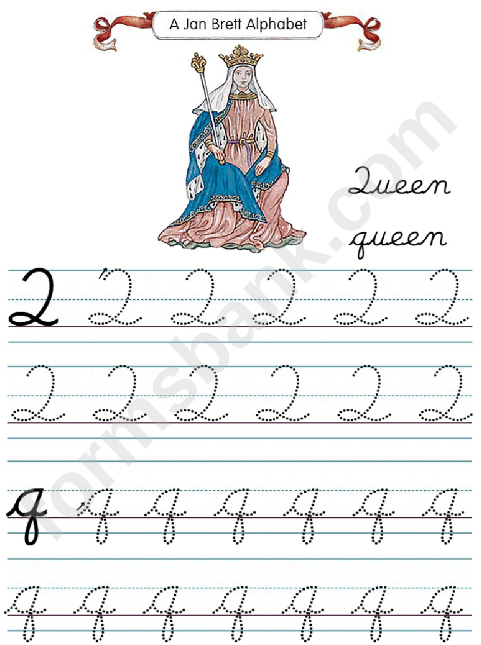 Jan Brett Alphabet Letter Q printable pdf download