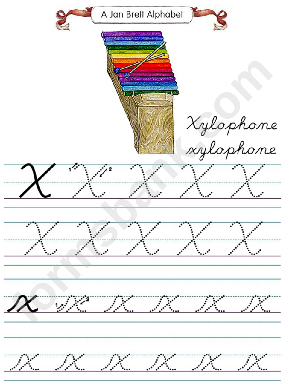 Jan Brett Alphabet Letter X printable pdf download
