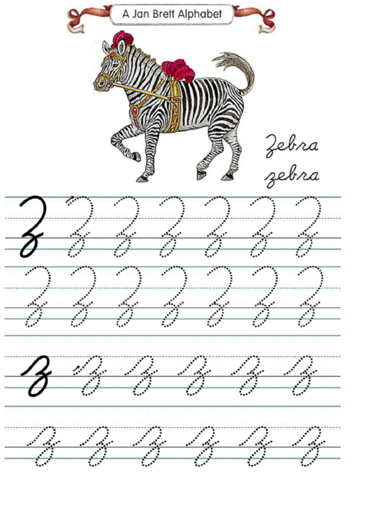 Jan Brett Alphabet Letter Z printable pdf download