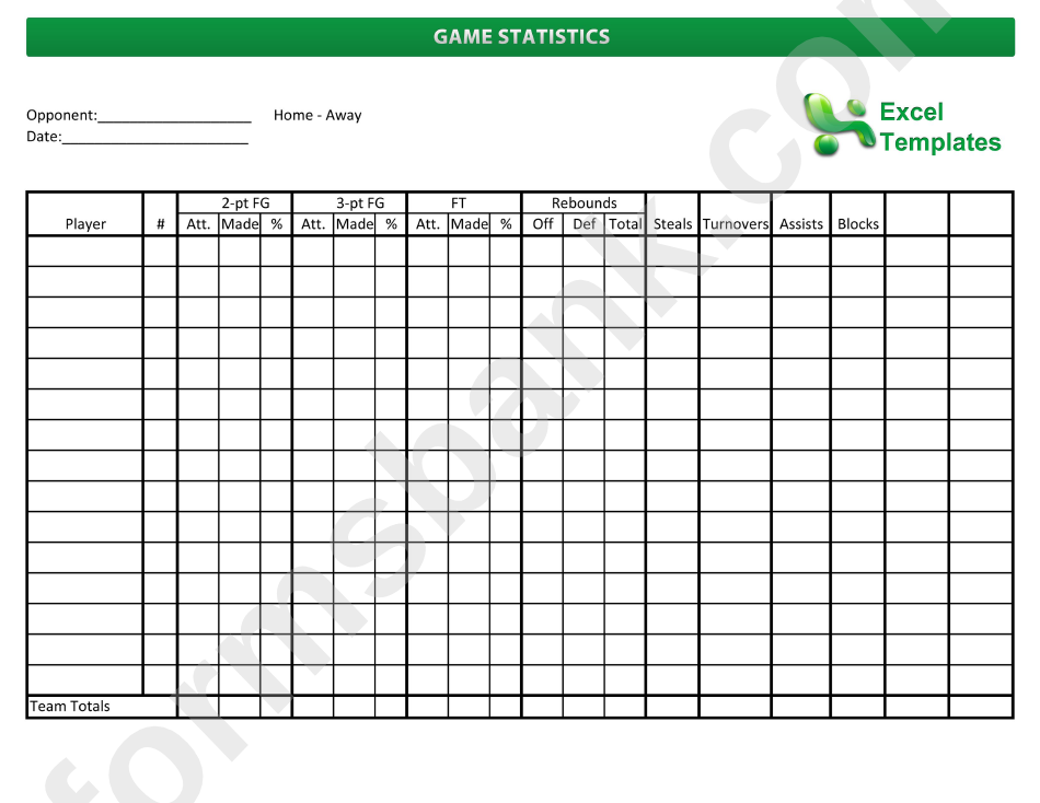 Basketball Score Sheet Printable Pdf Download