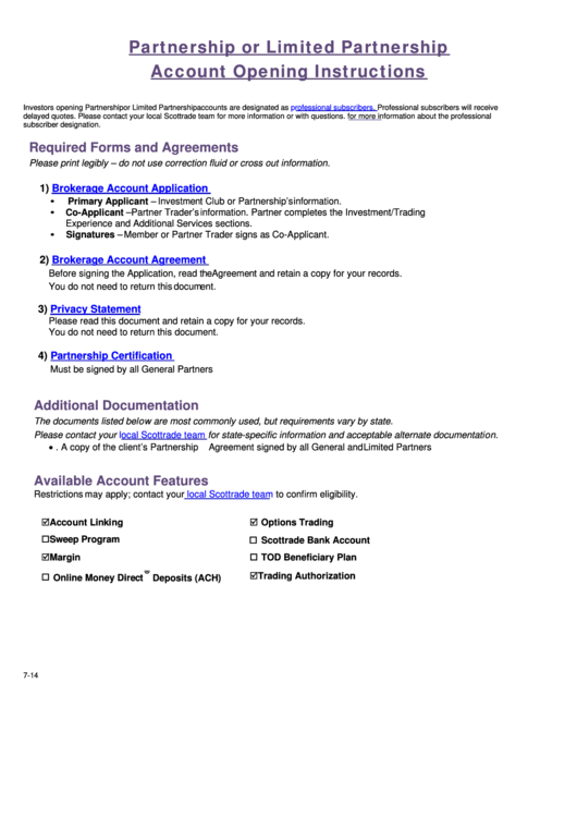 Account Opening Instruction Form - Partnership/limited Partnership ...
