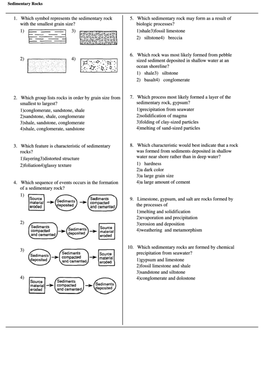 Sedimentary Rocks printable pdf download