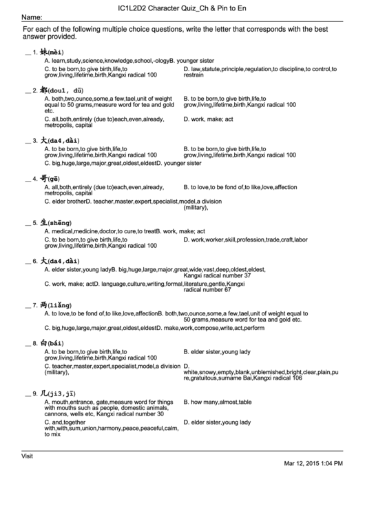Character Quiz Ch.&pin. To En. printable pdf download