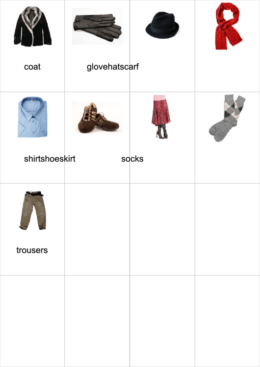 Flashcards Clothes Pinyin printable pdf download