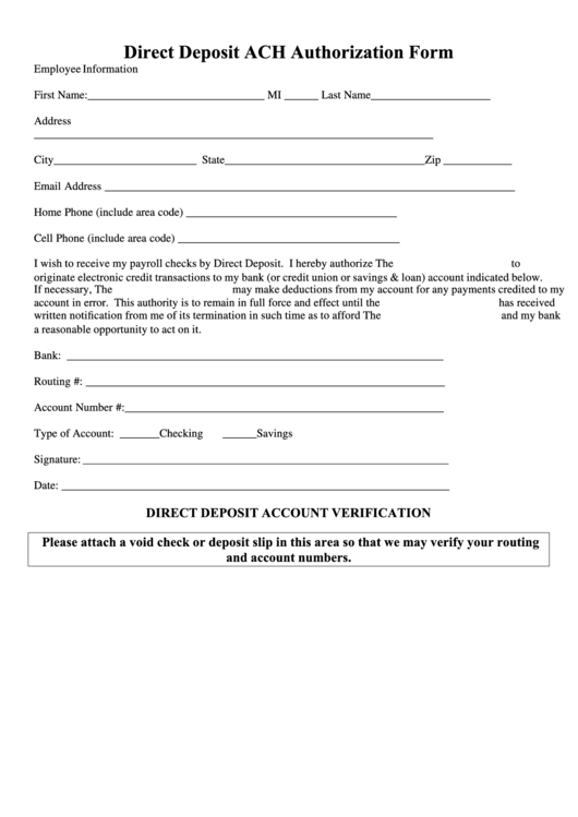 Free Direct Deposit Authorization Form Pdf Word Eforms 5 Direct 