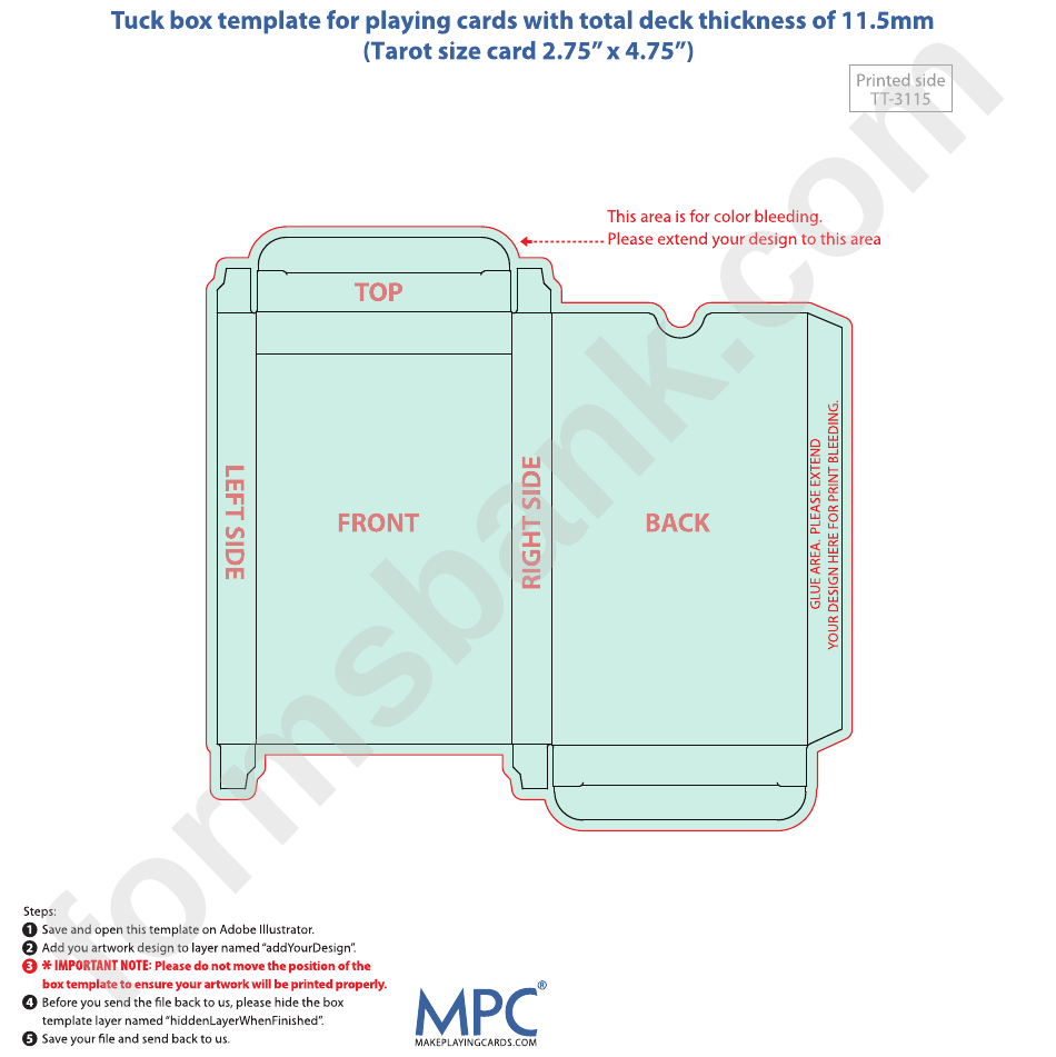 Card Box Template - 11.5mm Thickness printable pdf download