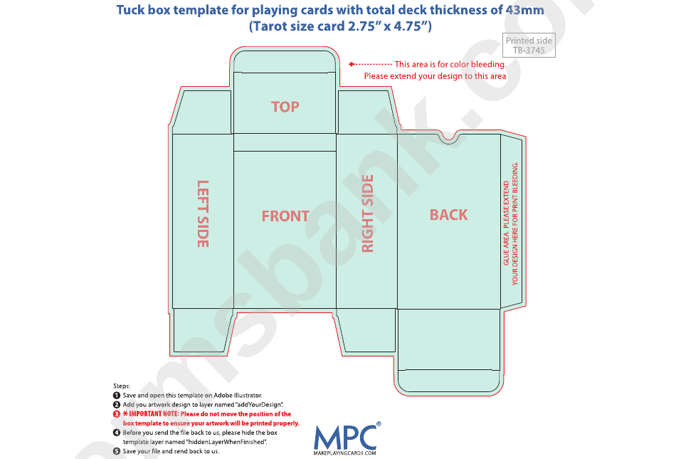 Card Box Template - 43mm Thickness printable pdf download