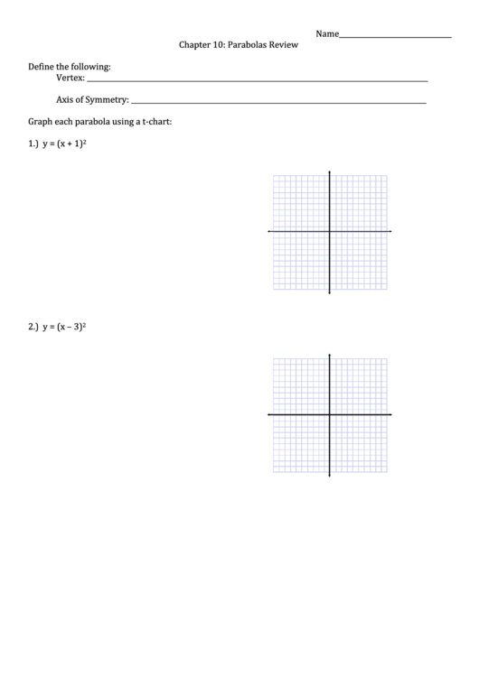 Parabolas Review printable pdf download