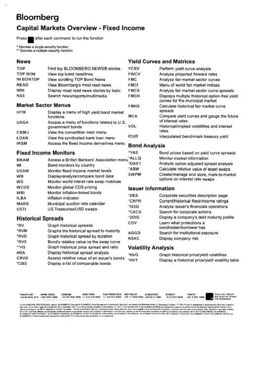 Top Bloomberg Cheat Sheets free to download in PDF format