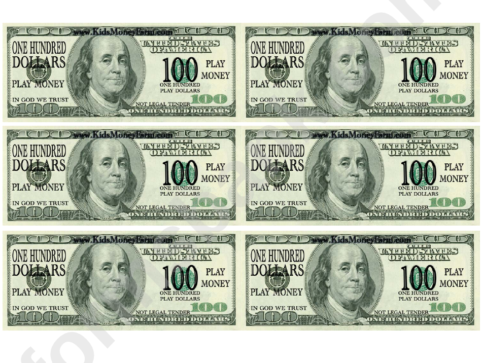 Printable 100 Dollar Bill Pdf Printable Word Searches