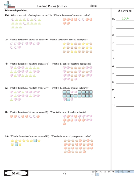 Finding Ratios (Visual) Worksheet printable pdf download
