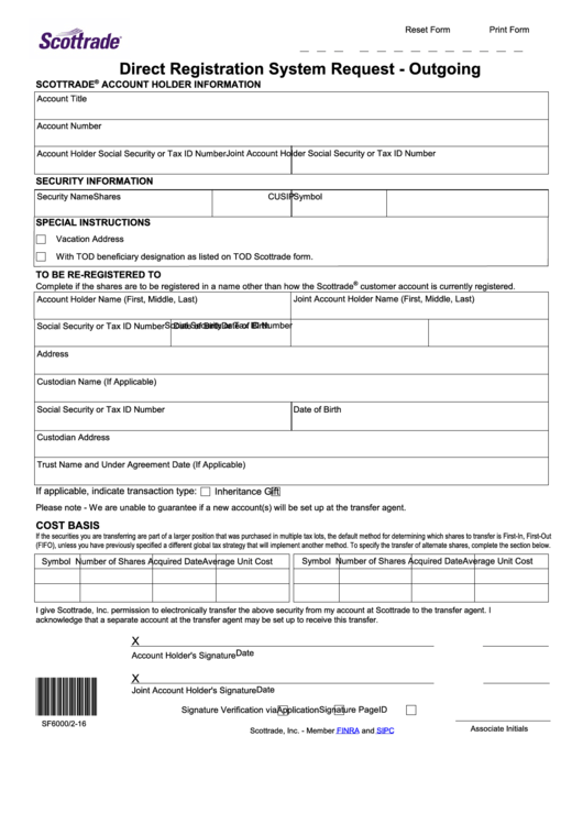 Fillable Direct Registration System Request- Outgoing Form printable ...