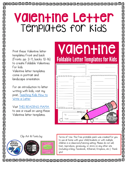 Valentine Letter Templates For Kids Printable Pdf Download