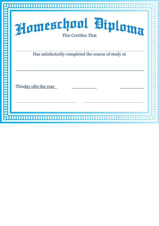 Homeschool High School Diploma Template Printable Pdf Download