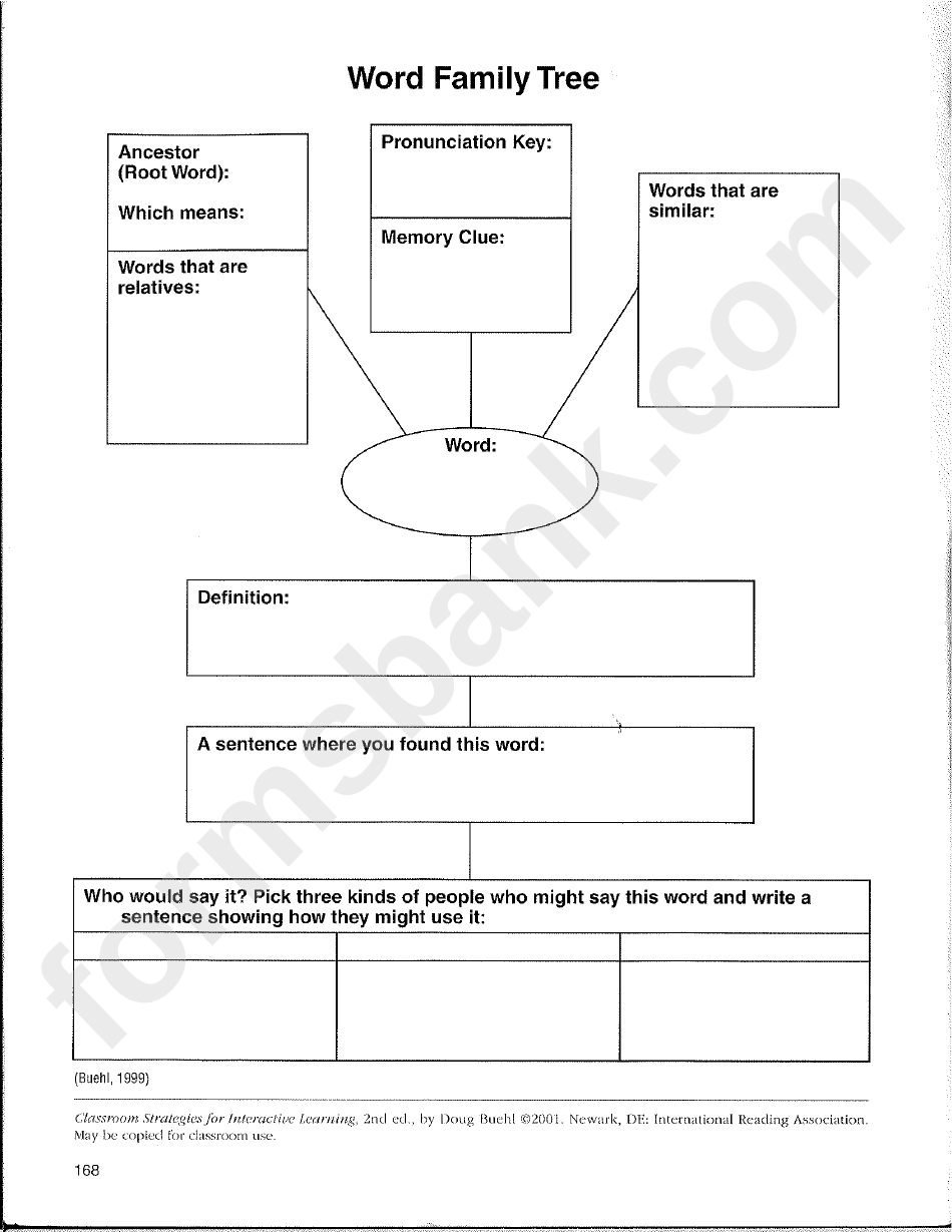 Word Family Tree printable pdf download