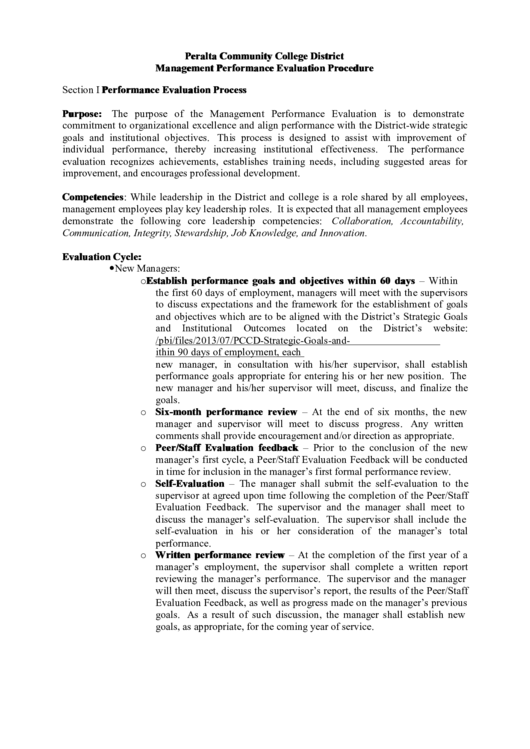 Management Performance Evaluation Procedure Printable Pdf Download
