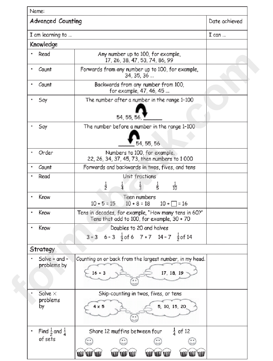 Advanced Counting Kids Worksheet printable pdf download