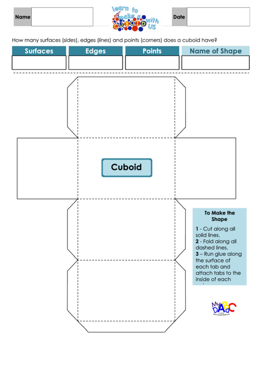 Learn To Make A Cuboid printable pdf download