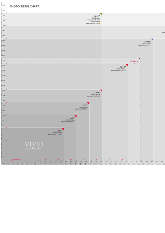 Vivid Recollection Photo Sizing Chart printable pdf download