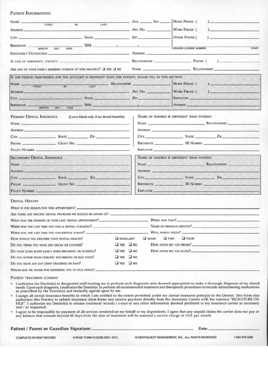 Patient Information Form printable pdf download