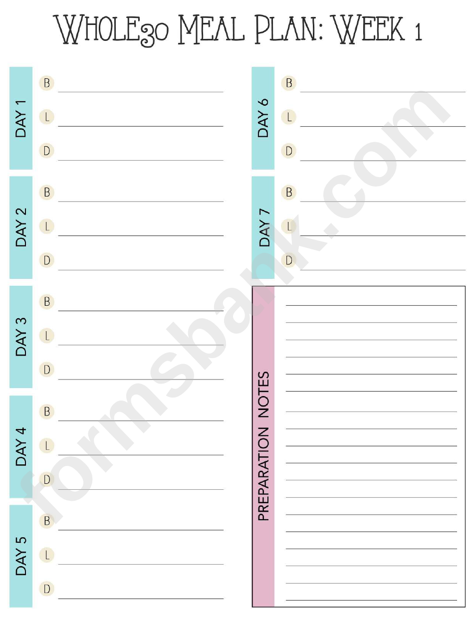 Weekly Meal Planner With Grocery List Printable Pdf Download