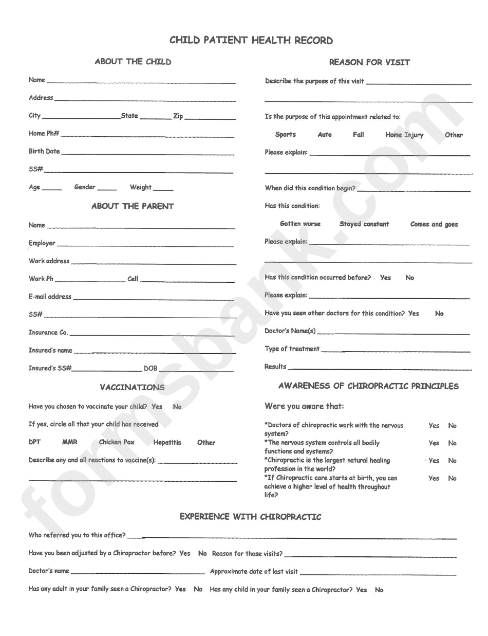 Child Patient Health Record Printable Pdf Download Child Patient Health Record Printable Pdf Download