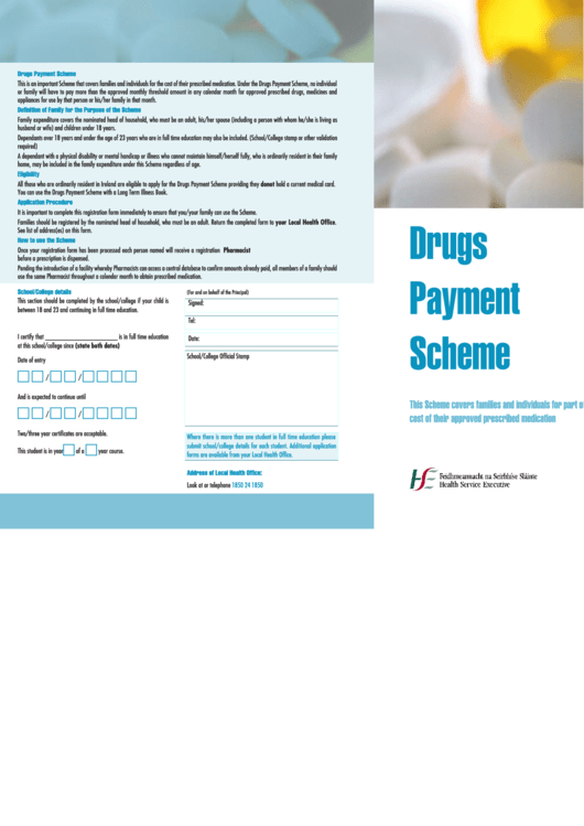Drug Payment Scheme Application Form - Hse printable pdf download