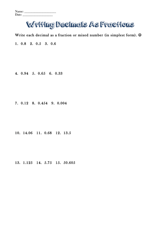 Writing Decimals As Fractions - Math Geek Mama printable pdf download