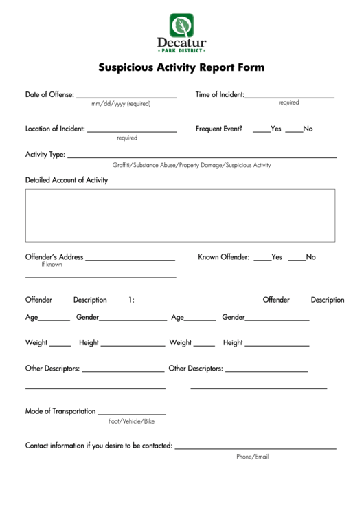 Fillable Suspicious Activity Report Form Printable Pdf Download Gambaran