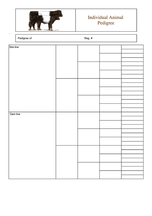 Individual Animal Pedigree Template printable pdf download