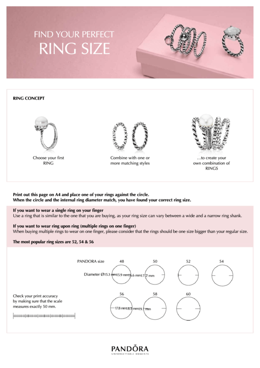 Pandora Ring Size Chart Printable Pdf Download