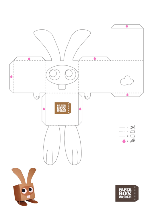 Rabbit Paper Toy Box Template printable pdf download