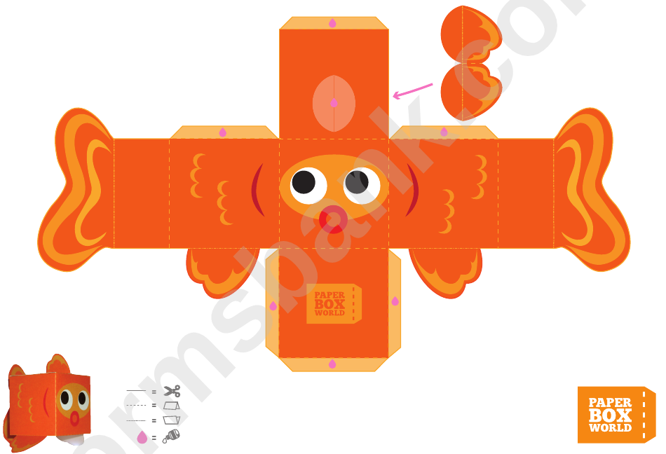 Fish Paper Toy Box Template printable pdf download