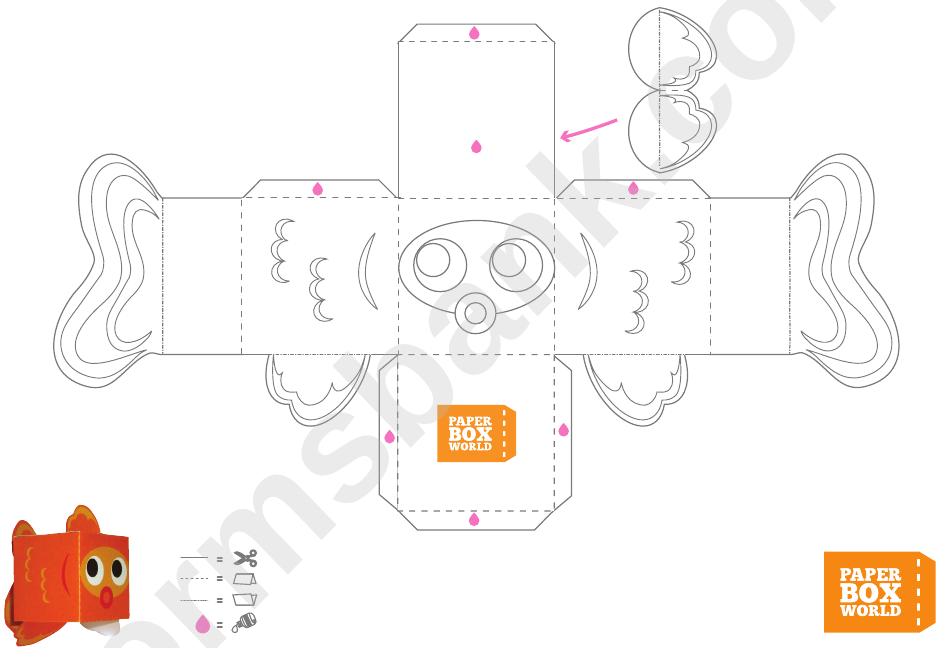 Fish Paper Toy Box Template printable pdf download