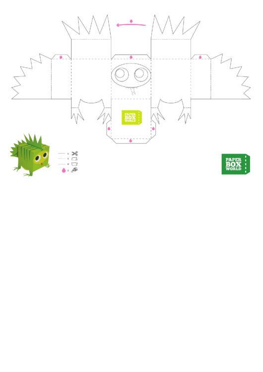 Lizard Paper Toy Box Template printable pdf download