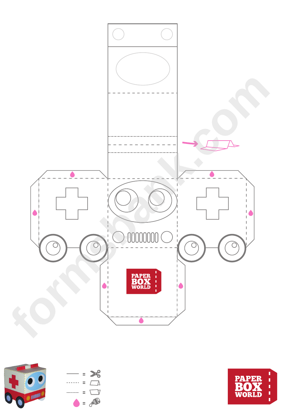 Ambulance Paper Toy Box Template printable pdf download