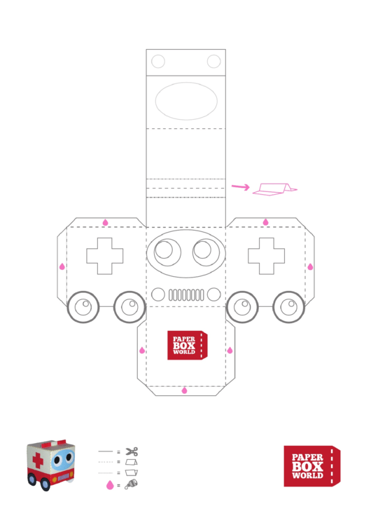 Ambulance Paper Toy Box Template printable pdf download