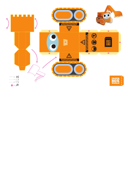 Excavator Paper Toy Box Template printable pdf download