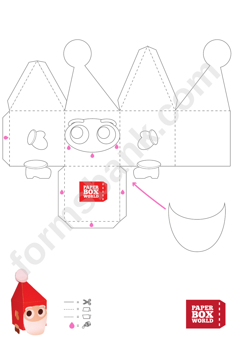 Santa Paper Toy Box Template printable pdf download