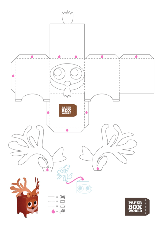 Deer Paper Toy Box Template printable pdf download