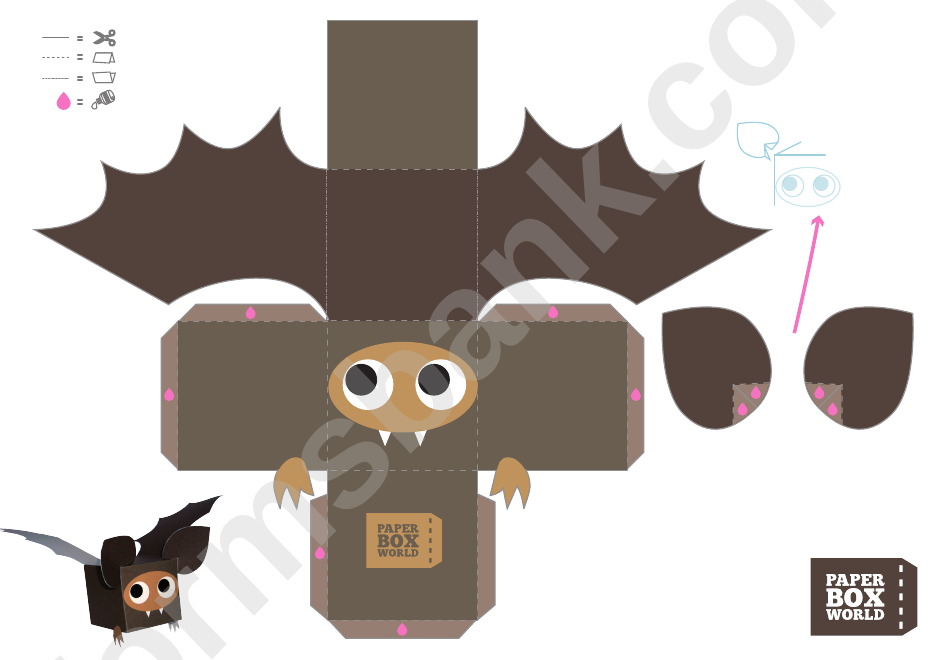 Bat Paper Toy Box Template printable pdf download