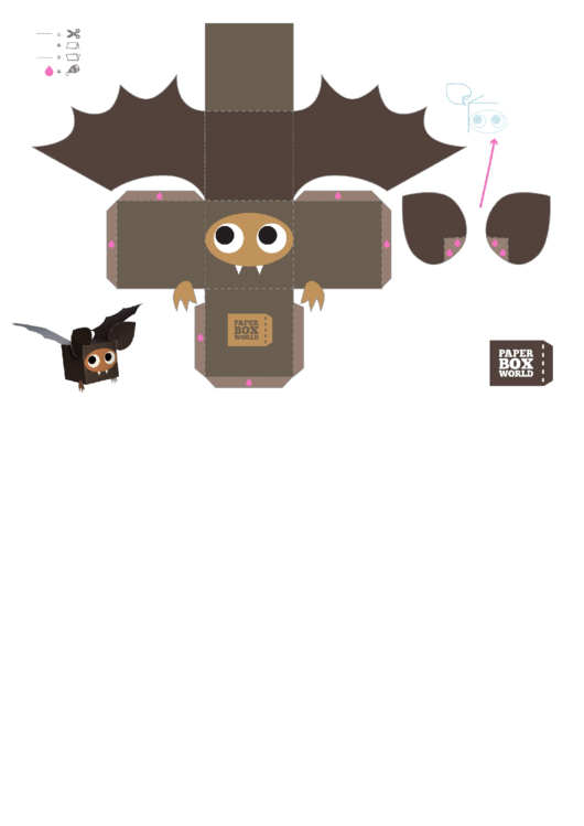 Bat Paper Toy Box Template printable pdf download