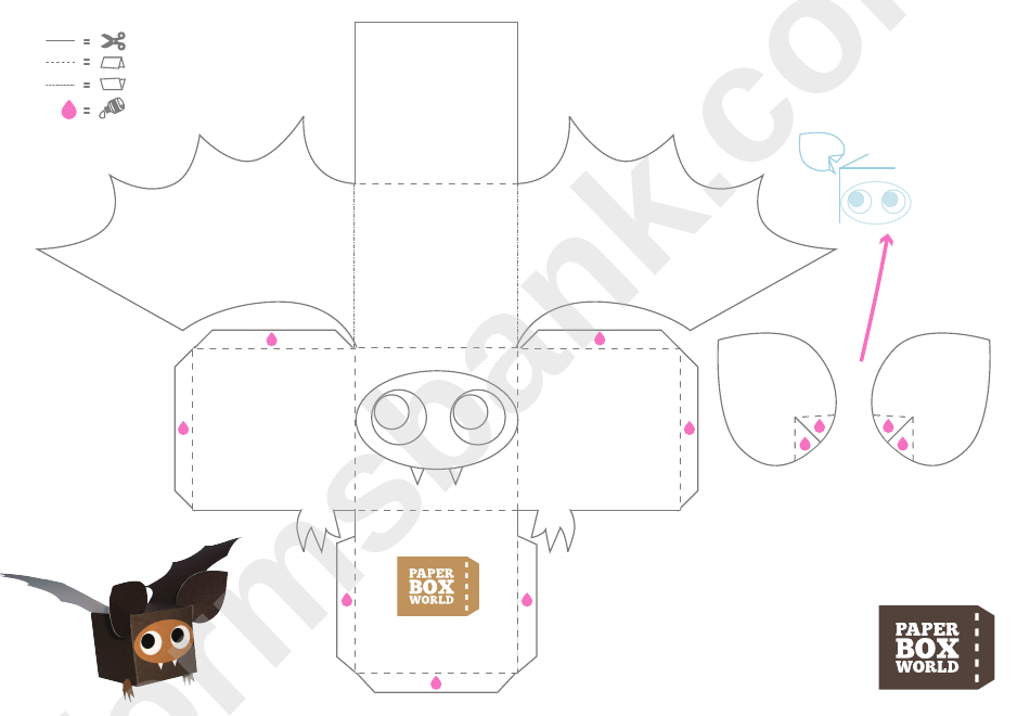 Bat Paper Toy Box Template printable pdf download