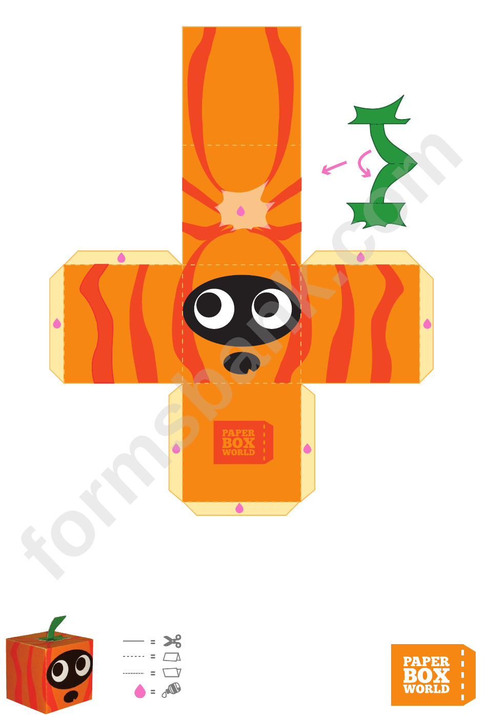 Pumpkin Paper Toy Box Template printable pdf download