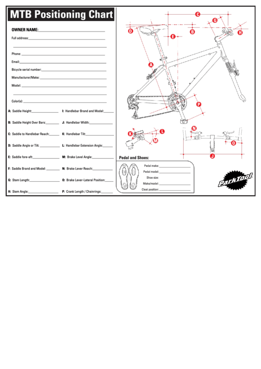 Fillable Mtb Bike Positioning Chart printable pdf download
