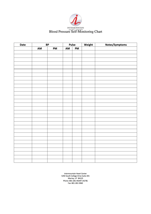 Printable Blood Pressure Monitoring Charts Sheetjes