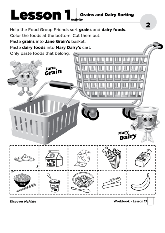 Grains And Dairy Sorting Worksheet printable pdf download