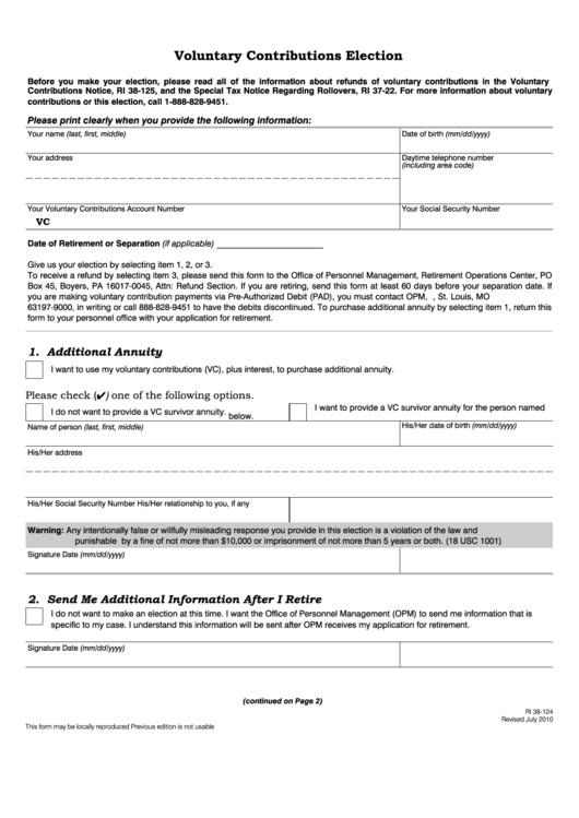 Fillable Form Thrift Savings Voluntary Contributions Election 