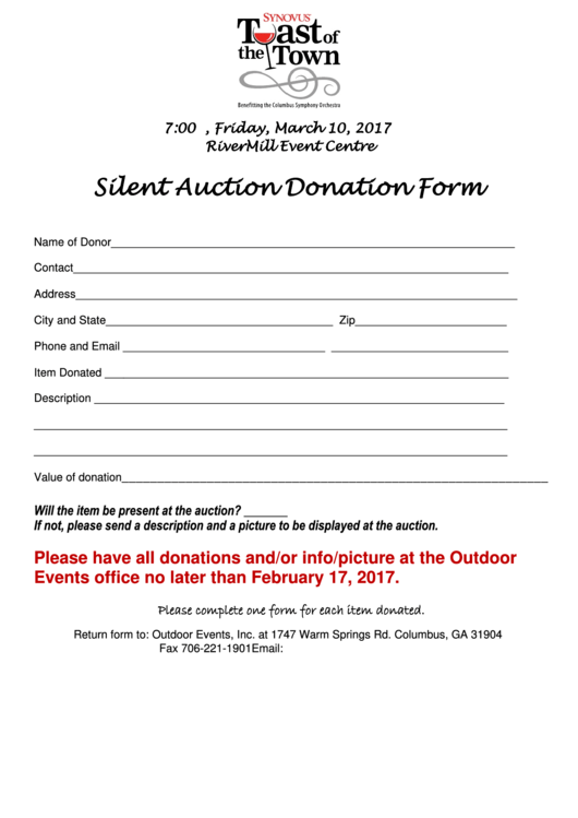 Top 7 Silent Auction Donation Form Templates Free To Download In PDF Format